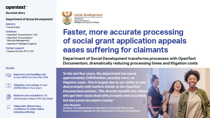 Department of Social Development transforms processes with OpenText ...